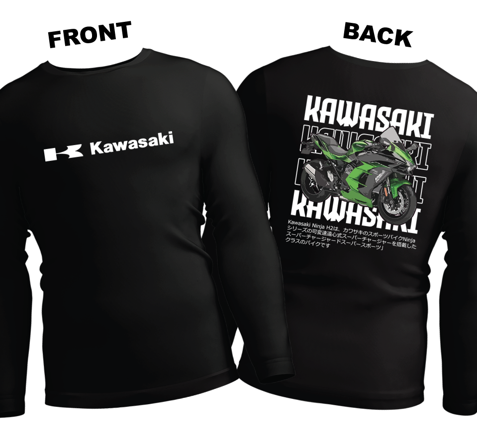 Long Sleeve Drifit Shirt: Kawasaki (Front and Back) – Off Time Apparel